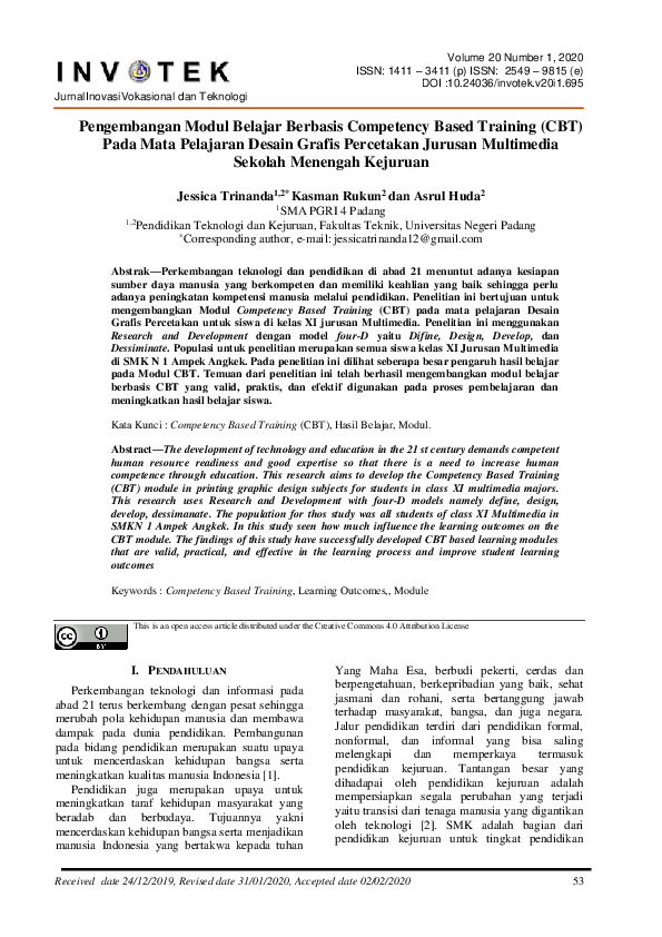 (PDF) Pengembangan Modul Belajar Berbasis Competency Based Training (CBT) Pada Mata Pelajaran ...