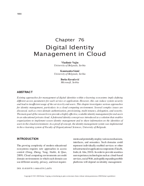 (PDF) Digital Identity Management in Cloud
