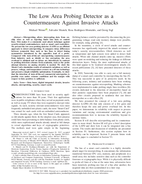 Pdf The Low Area Probing Detector As A Countermeasure Against