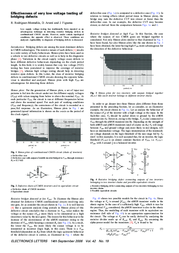 (PDF) Effectiveness of very low voltage testing of bridging defects