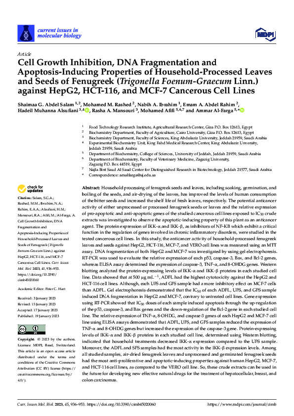 (PDF) Cell Growth Inhibition, DNA Fragmentation and Apoptosis-Inducing ...
