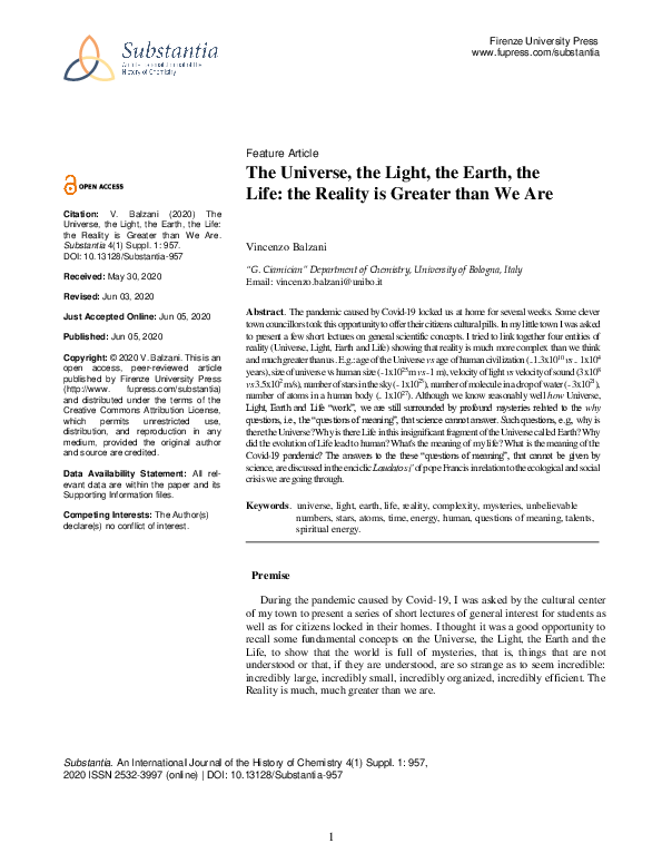 (PDF) The Universe, the Light, the Earth, the Life: the Reality is ...