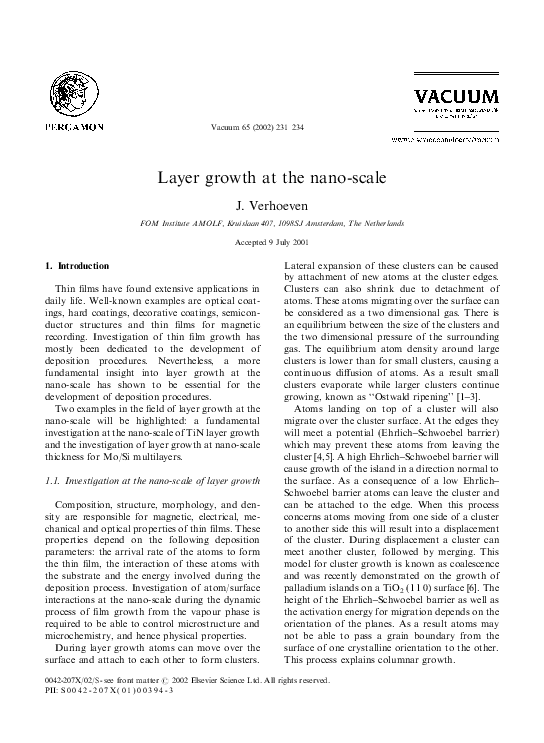 (PDF) Layer growth at the nano-scale