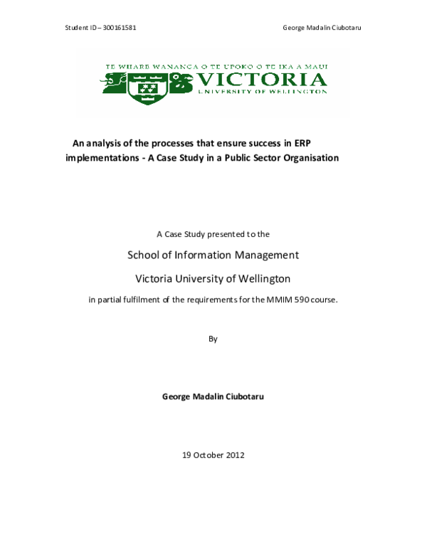 (PDF) An Analysis of the Processes that Ensure Success in ERP Implementations - A Case Study in ...