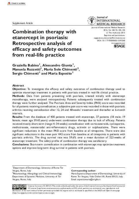 (PDF) Combination therapy with etanercept in psoriasis: Retrospective analysis of efficacy and ...