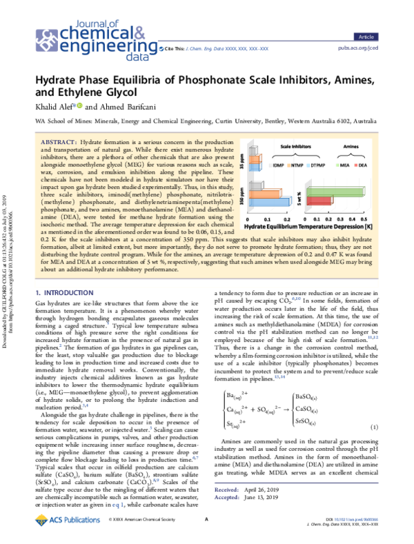 (PDF) Hydrate Phase Equilibria of Phosphonate Scale Inhibitors, Amines ...