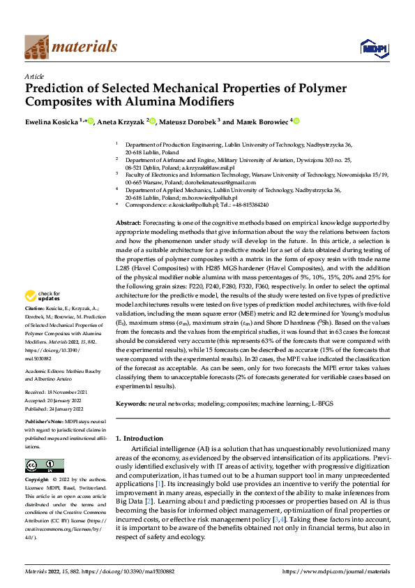 (PDF) Prediction of Selected Mechanical Properties of Polymer ...