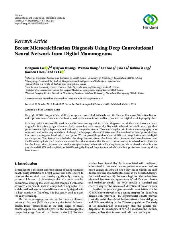 (PDF) Breast Microcalcification Diagnosis Using Deep Convolutional ...