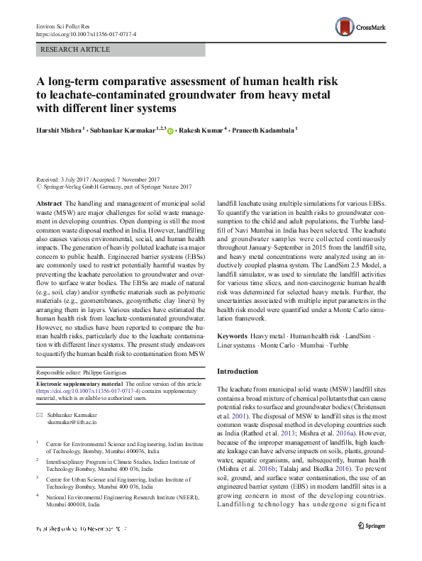 (PDF) A long-term comparative assessment of human health risk to ...
