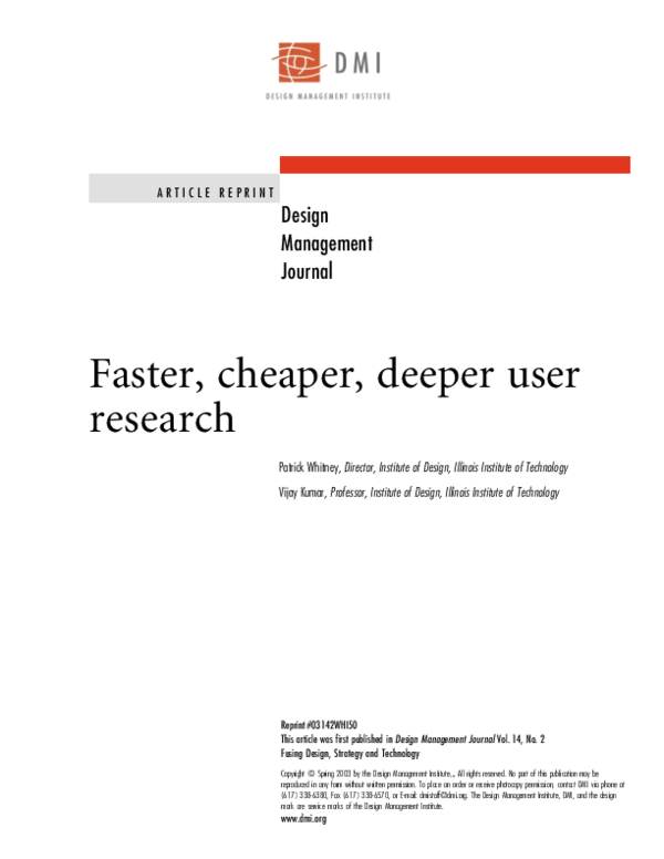 (PDF) Faster, cheaper, deeper user research
