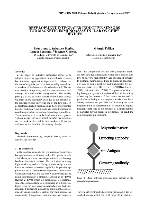 (PDF) Development Integrated Inductive Sensors for Magnetic Immunoassay ...