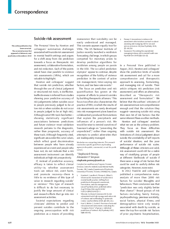 (PDF) Suicide risk assessment