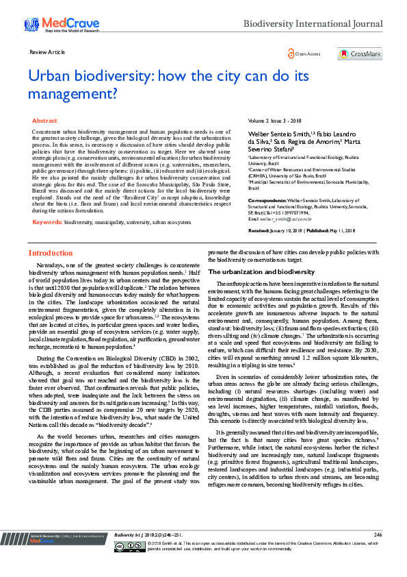 (PDF) Urban biodiversity: how the city can do its management?