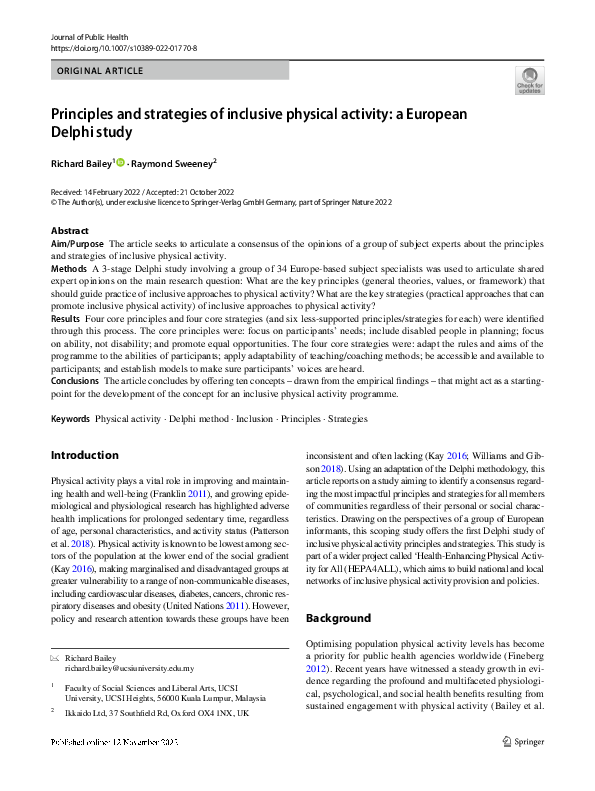 (PDF) Principles and strategies of inclusive physical activity: a ...