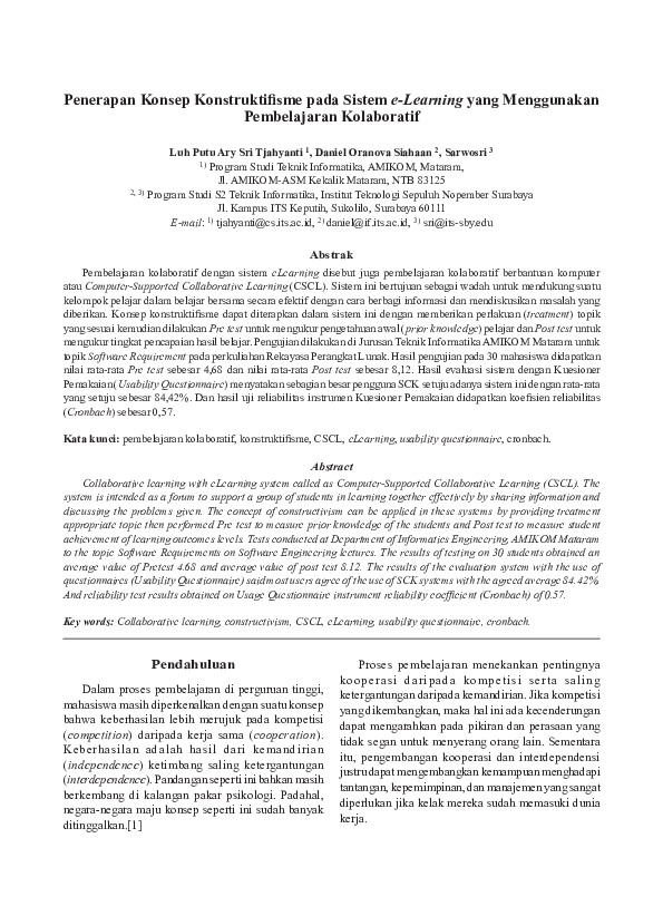 (PDF) Penerapan Konsep Konstruktifisme Pada Sistem E-Learning Yang Menggunakan Pembelajaran ...