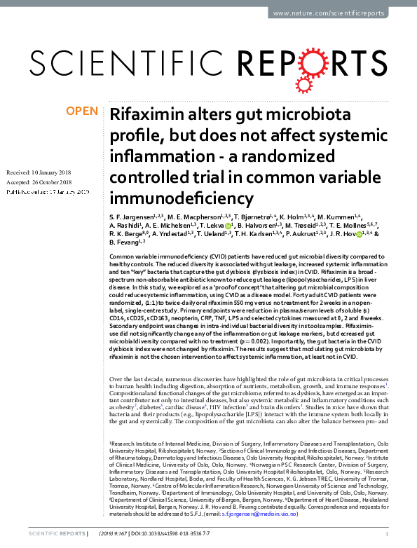 (PDF) Rifaximin alters gut microbiota profile, but does not affect ...