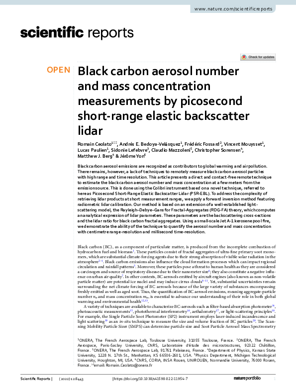 (PDF) Black carbon aerosol number and mass concentration measurements ...