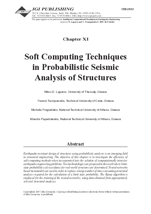 (PDF) Soft computing techniques in probabilistic seismic analysis of structures