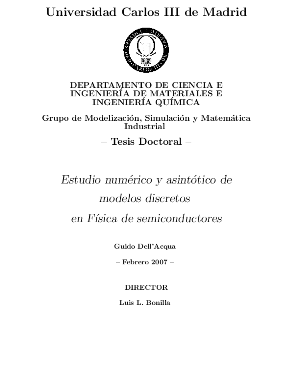(PDF) Estudio numérico y asintótico de modelos discretos en física de ...