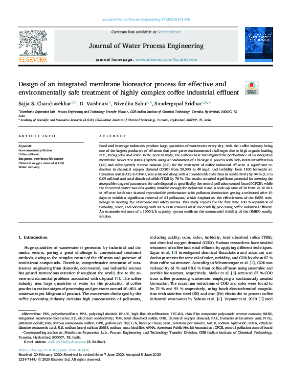 (PDF) Design of an integrated membrane bioreactor process for effective ...