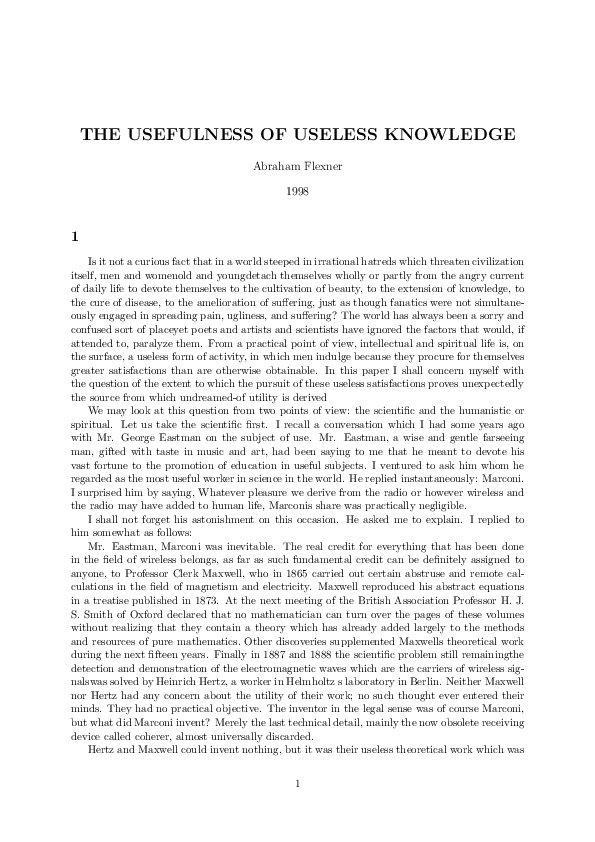(PDF) The usefulness of useless knowledge