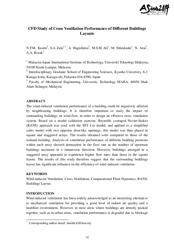 (PDF) CFD Study of Cross Ventilation Performance of Different Buildings Layouts