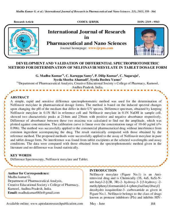 Pdf Development And Validation Of Differential Spectrophotometric Method For Determination Of