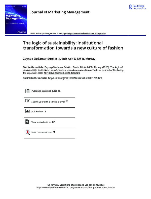 (PDF) The logic of sustainability: institutional transformation towards ...