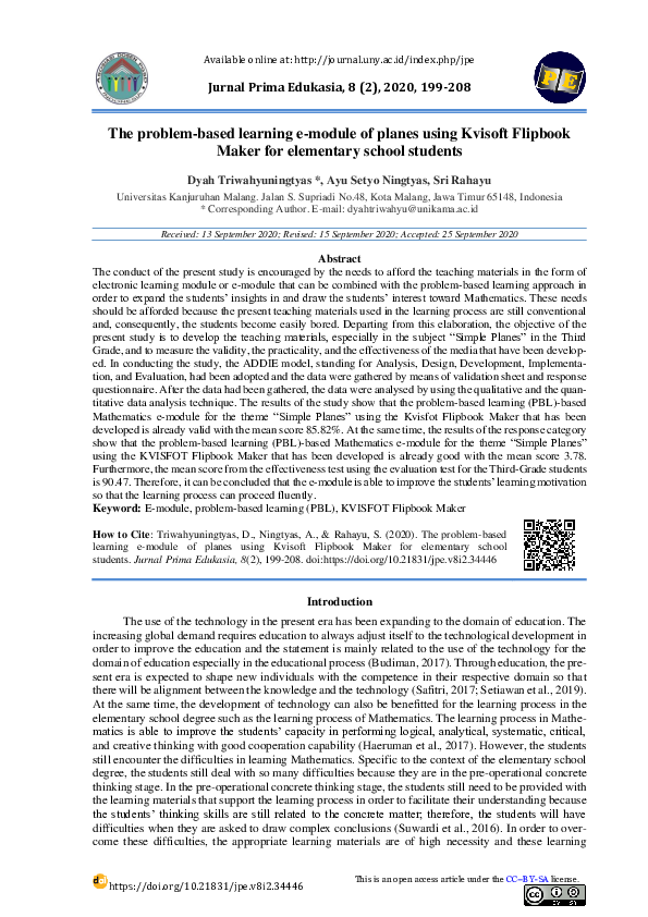 (PDF) The problem-based learning e-module of planes using Kvisoft ...