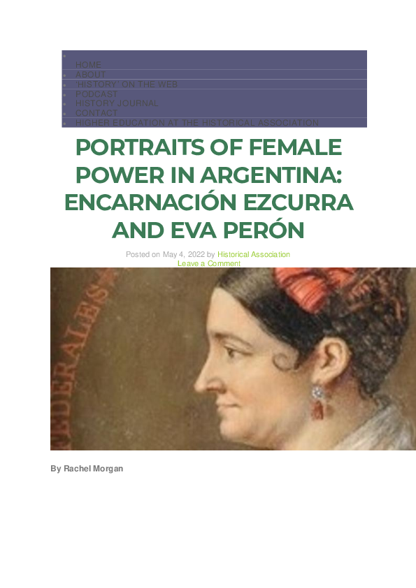 (PDF) Portraits of Female Power in Argentina: Encarnación Ezcurra and Eva Perón