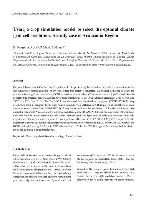(PDF) Using a crop simulation model to select the optimal climate grid ...