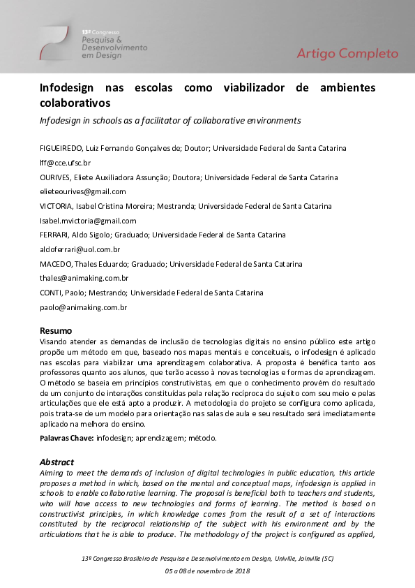 Infodesign nas escolas como viabilizador de ambientes colaborativos