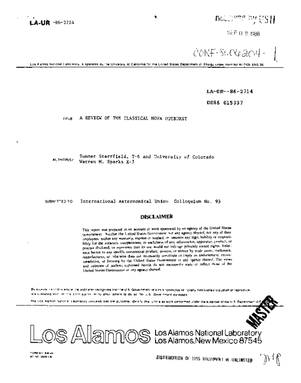 (PDF) A review of the classical nova outburst