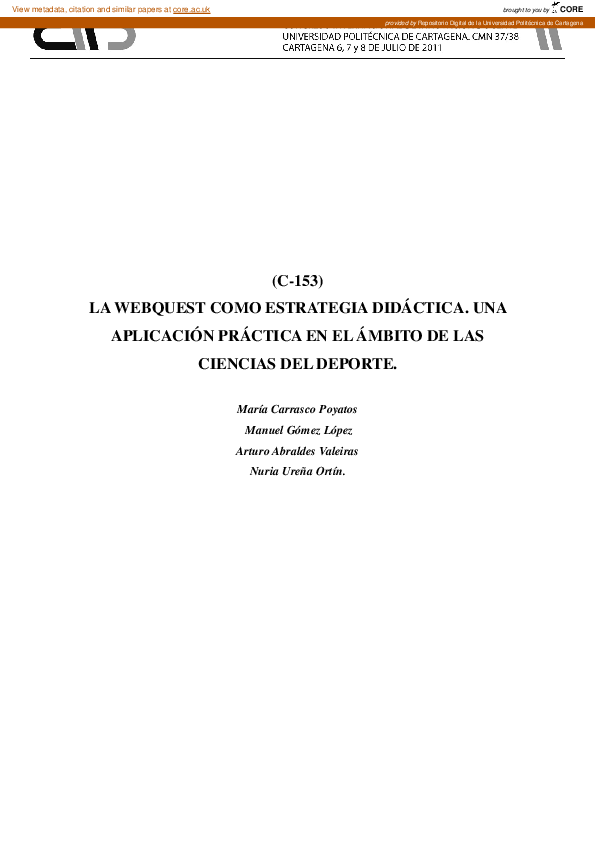 (PDF) La Webquest como estrategia didáctica. Una aplicación práctica en el ámbito de las ...
