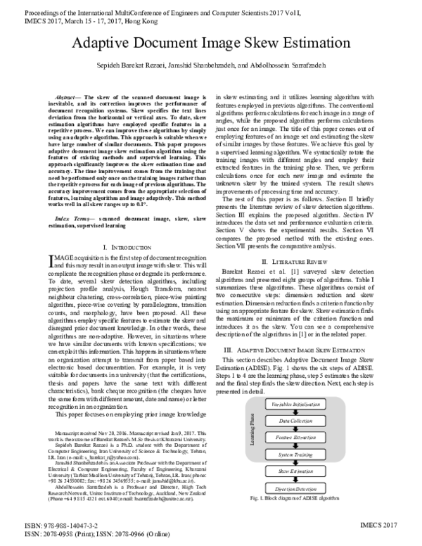(PDF) Adaptive document image skew estimation