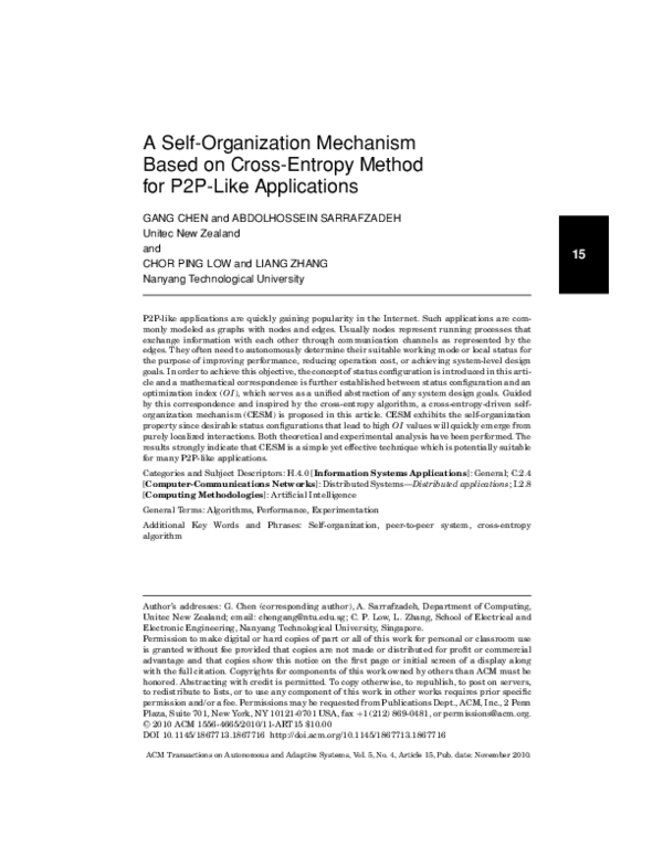 (PDF) A self-organization mechanism based on cross-entropy method for P2P-like applications ...