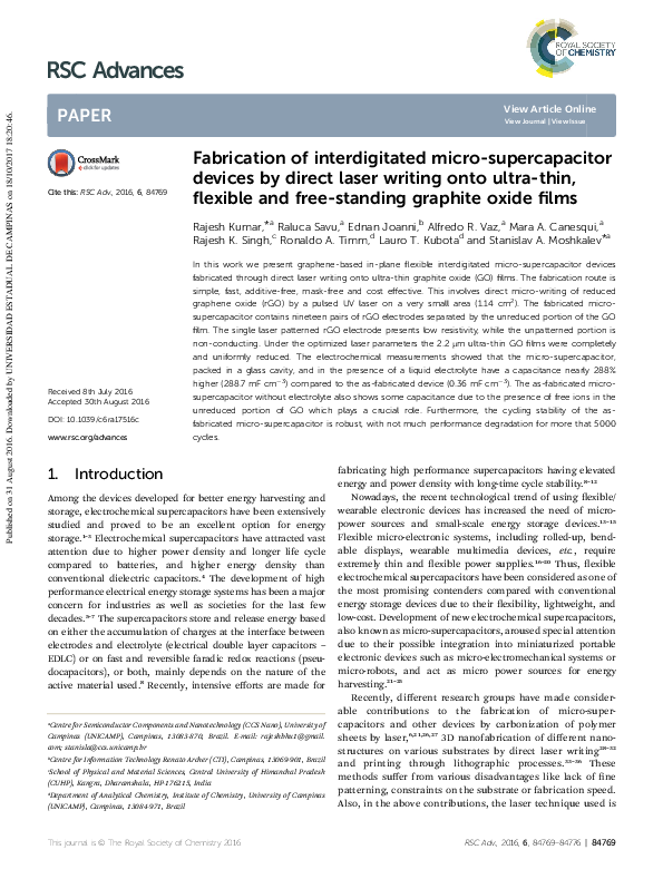 (PDF) Fabrication of interdigitated micro-supercapacitor devices by ...