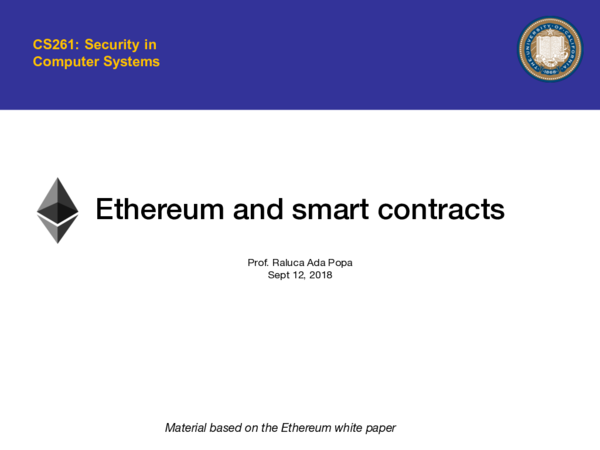 (PDF) Ethereum and Smart Contracts