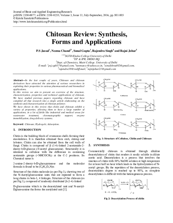 (PDF) Chitosan Review: Synthesis, Forms and Applications