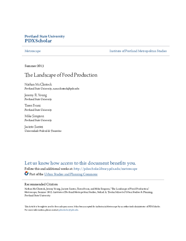 (PDF) The Landscape of Food Production