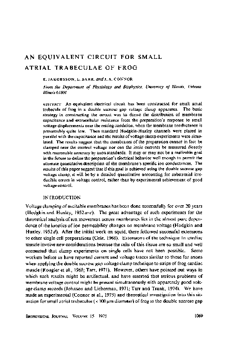 (PDF) An equivalent circuit for small atrial trabeculae of frog