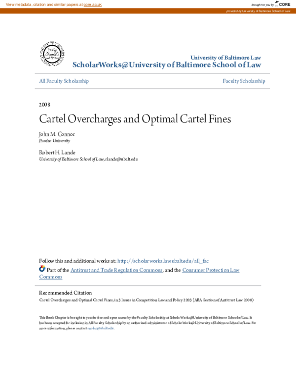 (PDF) Cartel Overcharges and Optimal Cartel Fines