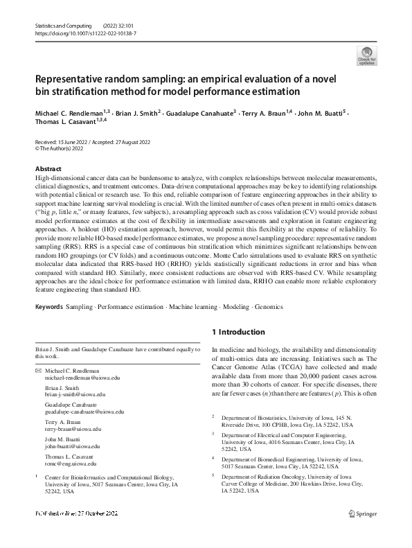 Pdf Representative Random Sampling An Empirical Evaluation Of A