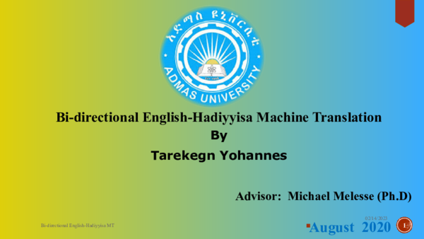 (PPT) Bi-directional English-Hadiyyisa Machine Translation
