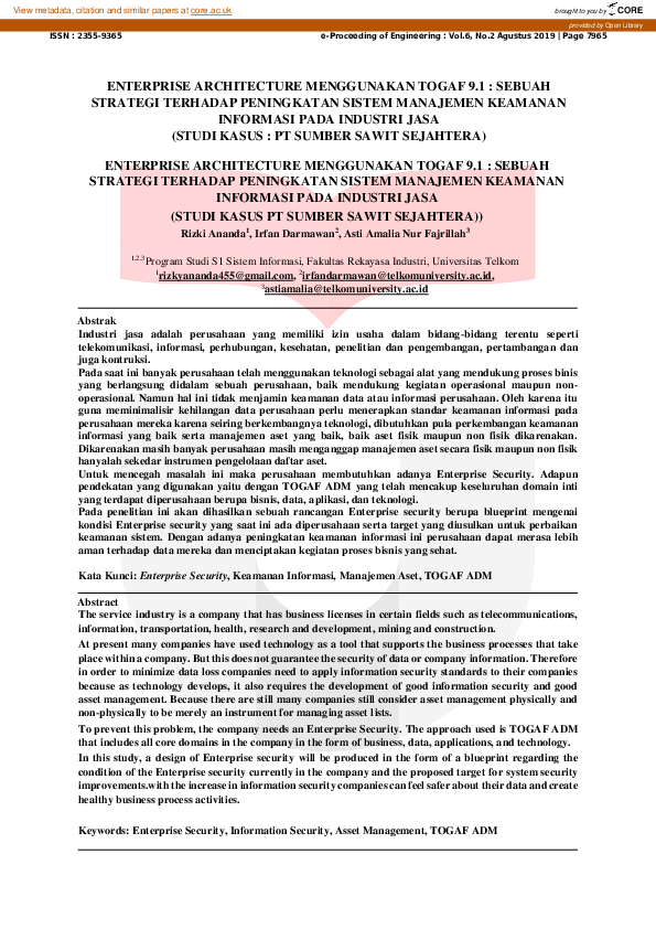 (PDF) Enterprise Architecture Menggunakan Togaf 9.1 : Sebuah Strategi Terhadap Peningkatan ...
