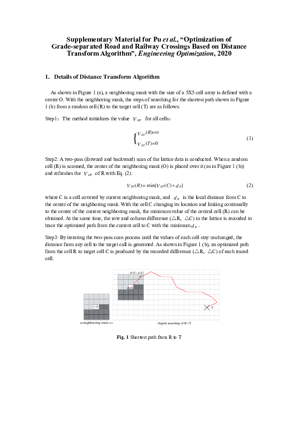 Pdf Optimization Of Grade Separated Road And Railway Crossings Based On A Distance Transform
