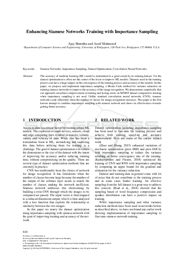 Pdf Enhancing Siamese Networks Training With Importance Sampling