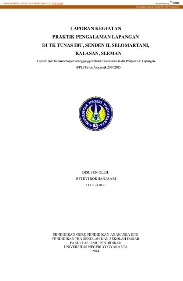 (PDF) Laporankegiatan Praktik Pengalaman Lapangan