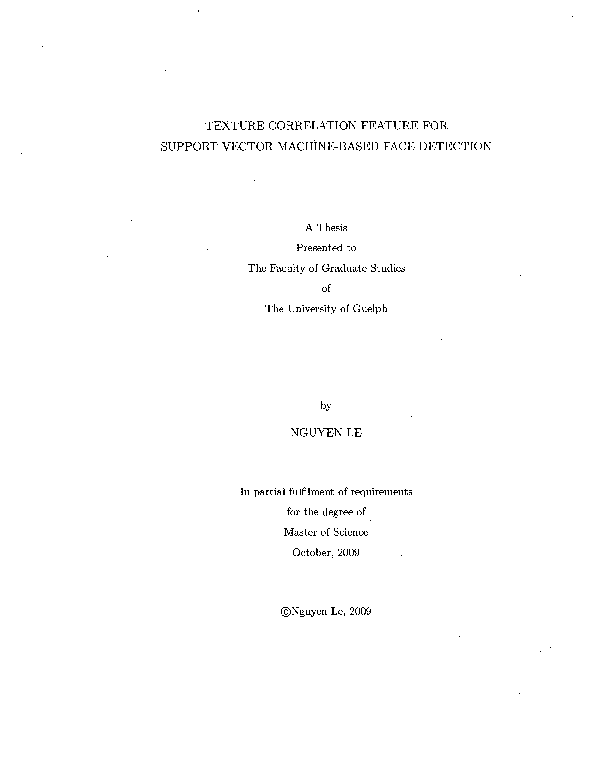 Pdf Texture Correlation Feature For Support Vector Machine Based Face Detection