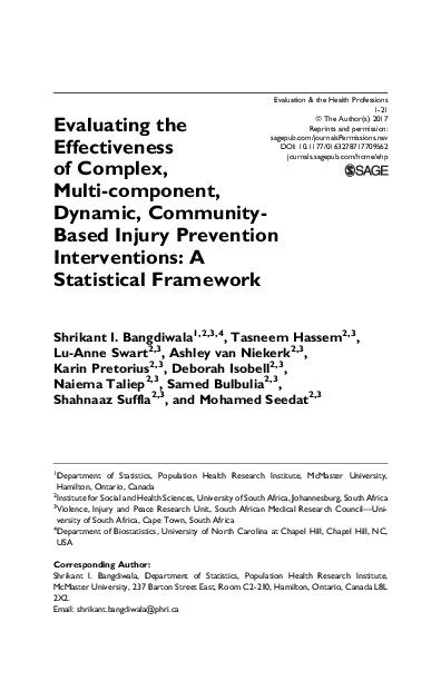 (PDF) Evaluating the Effectiveness of Complex, Multi-component, Dynamic, Community-Based Injury ...